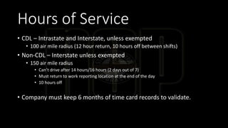 Federal Motor Carrier Rules and Regulations | PPTX