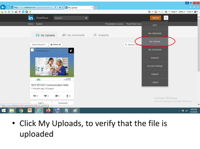 NCP Slideshare Uploading Tutorial by Sudheer Marar | PDF | Technology & Computing