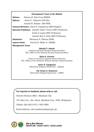 English 5 Module First Quarter - Module 1 | PDF