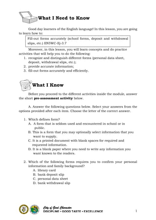English 5 Module First Quarter - Module 1 | PDF