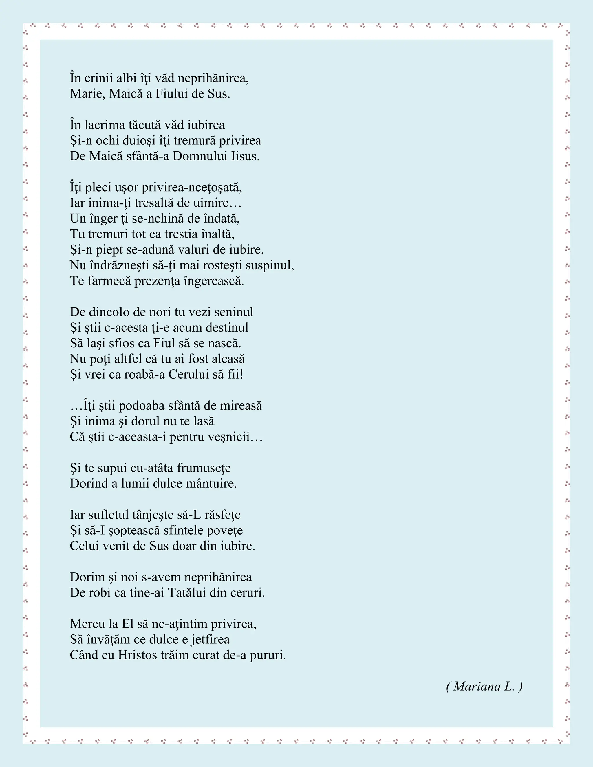 Buna Vestire a Maicii Domnului: În crinii albi… | PDF