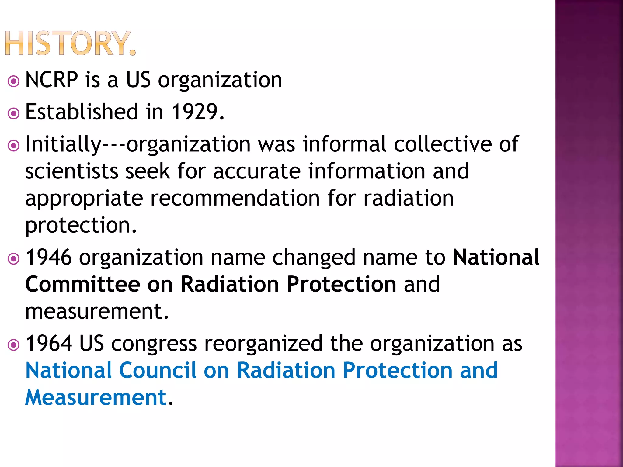 NCRP National Council On Radiation Protection | PPTX
