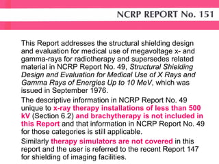 NCRP_151_Structure Shielding Design and Evaluation for MV | PDF