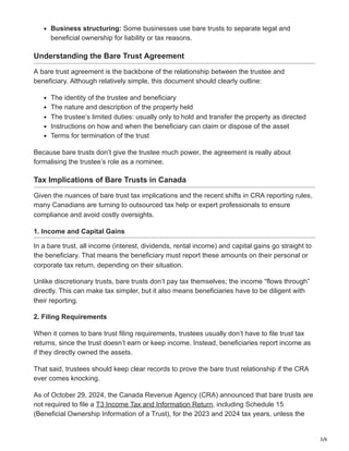 Bare Trusts in Canada 2025: Agreement & Tax Implications | PDF