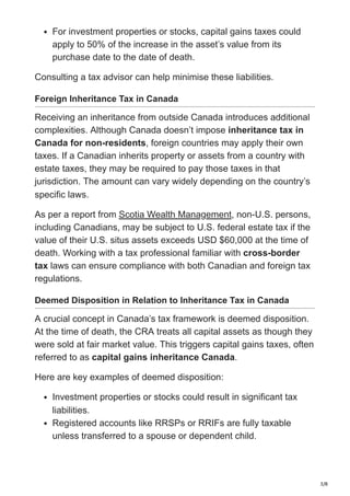 Canada 2025: What to Know About Inheritance and Cross-Border Taxes | PDF