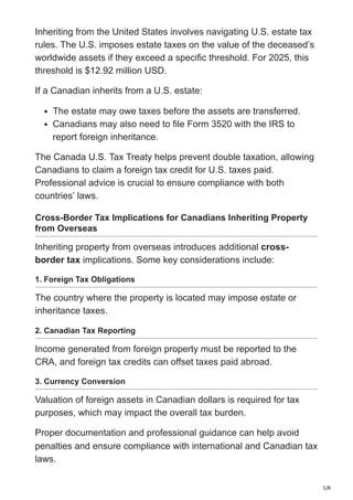 Canada 2025: What to Know About Inheritance and Cross-Border Taxes | PDF