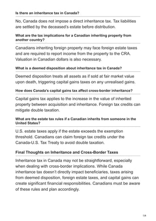 Canada 2025: What to Know About Inheritance and Cross-Border Taxes | PDF