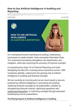How to Use Artificial Intelligence in Auditing and Reporting | PDF