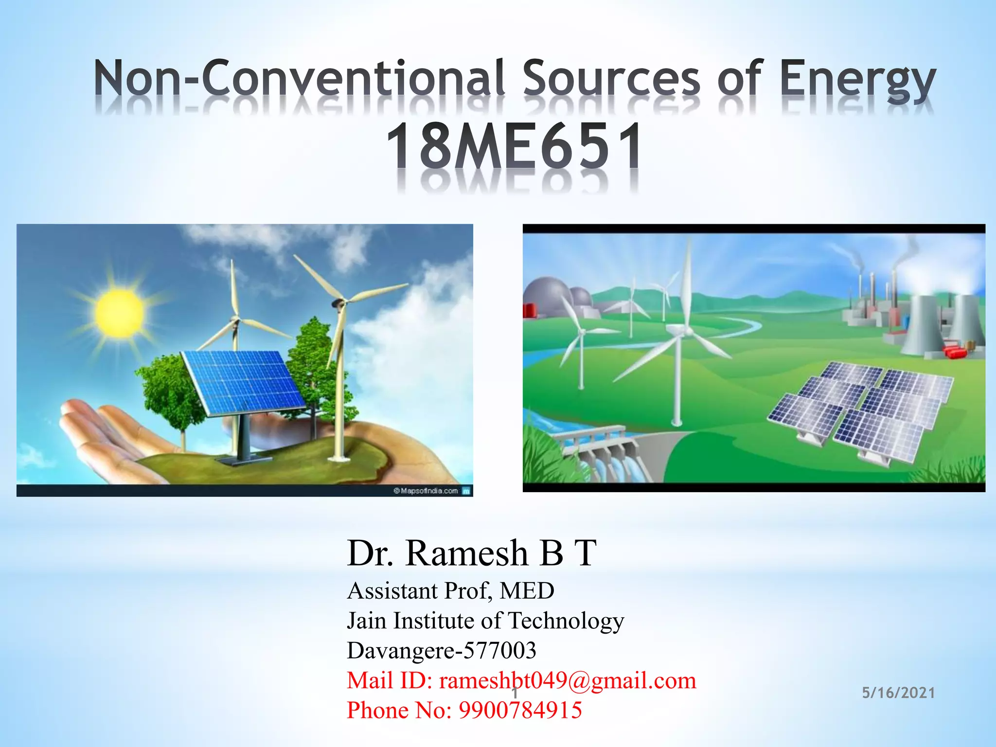 Non Conventional Energy Source, Introduction, Solar Radiation, and ...