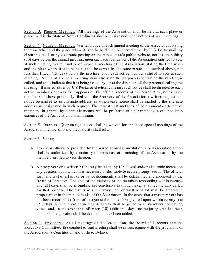 NCSSM Alumni Association By-Laws
