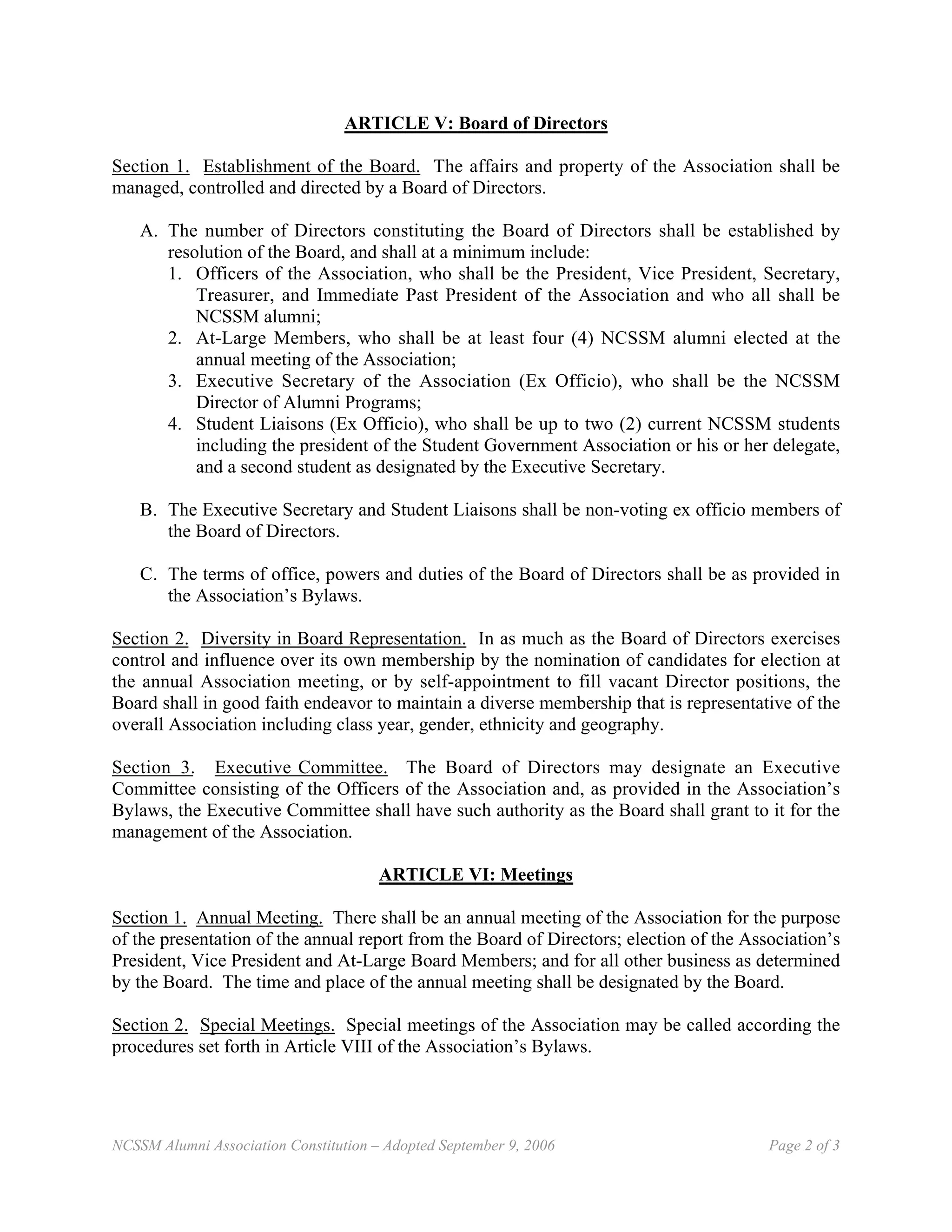 NCSSM Alumni Association Constitution | PDF