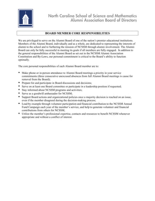 NCSSM Alumni Board Positions & Committees | PDF
