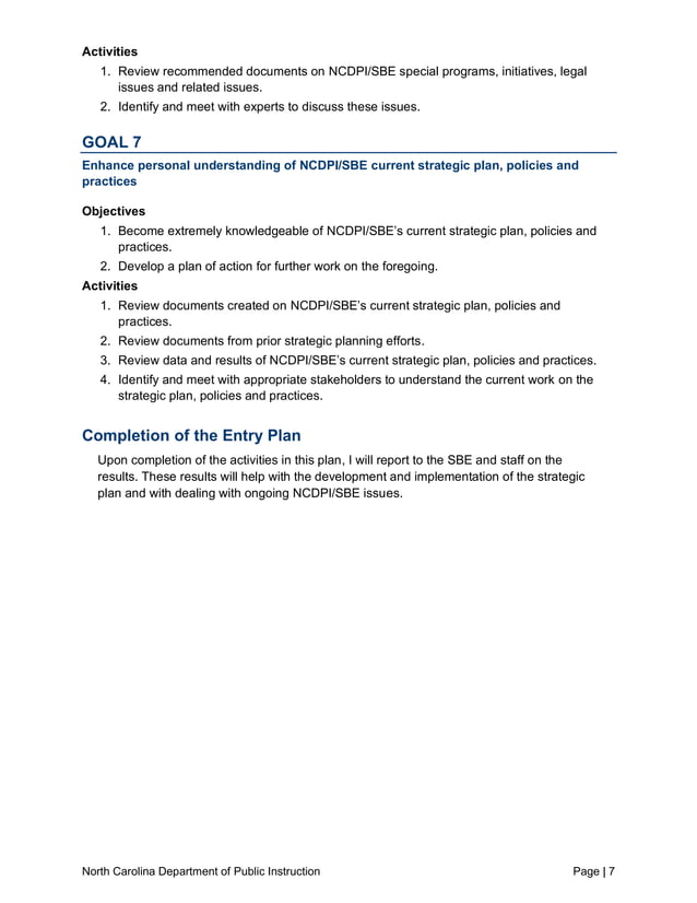 Entry plan for State Superintendent Mo Green | PDF