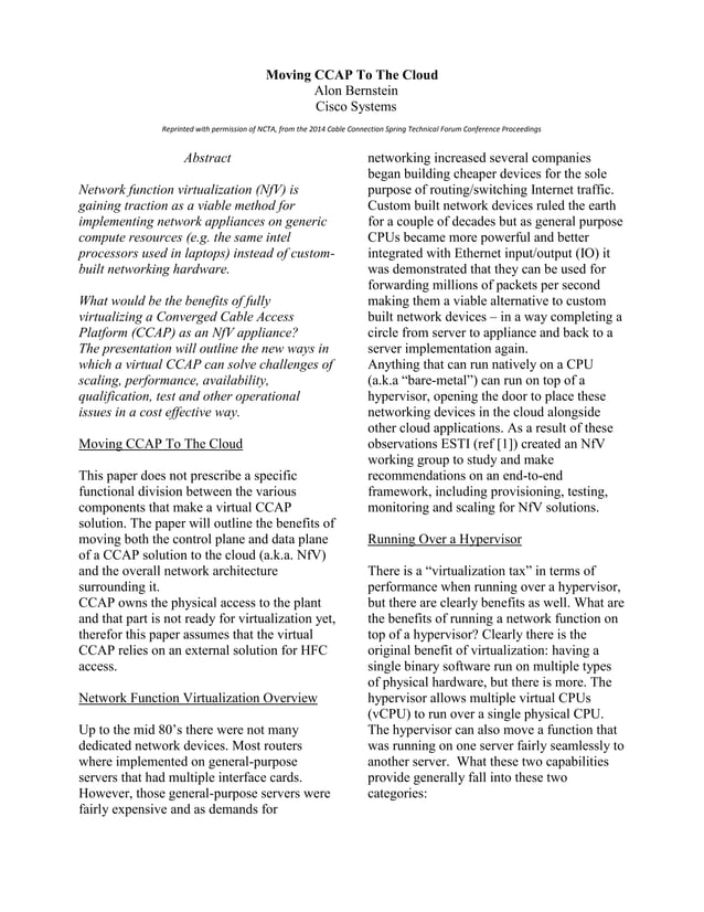 Moving CCAP To The Cloud | DOCX