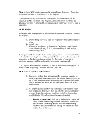 Ncu respirator protection program | DOC | Lung and Respiratory Health ...
