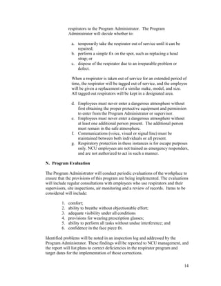 Ncu respirator protection program | DOC | Lung and Respiratory Health ...