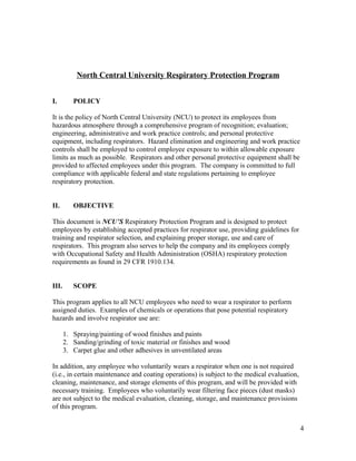 Ncu respirator protection program | DOC | Lung and Respiratory Health ...