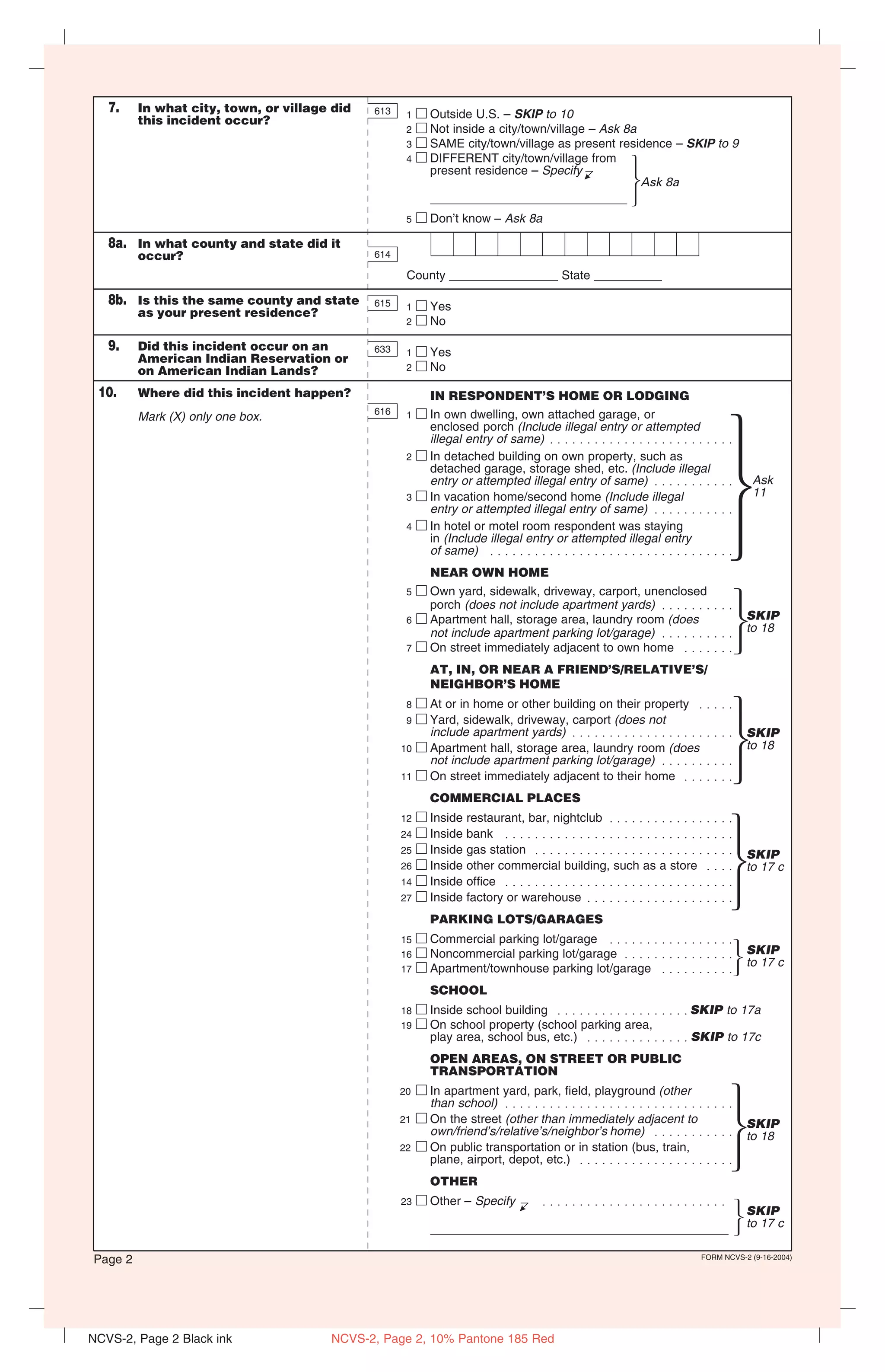 Ncvs Incident Report Questionnaire | PDF