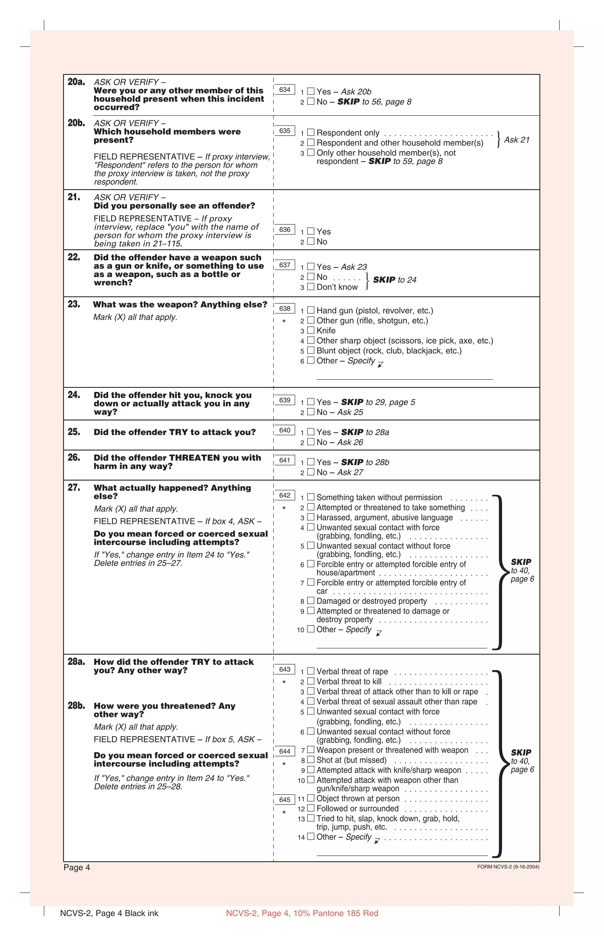 Ncvs Incident Report Questionnaire | PDF