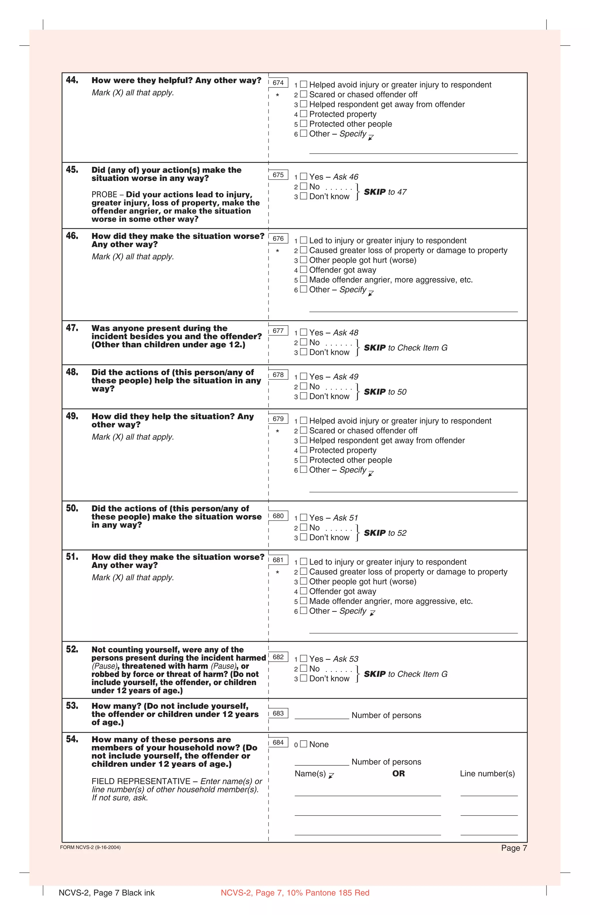 Ncvs Incident Report Questionnaire | PDF