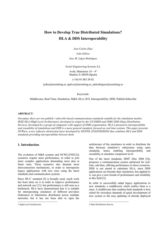 How To Develop True Distributed Simulations Hla And Dds Interoperability Pdf 6140