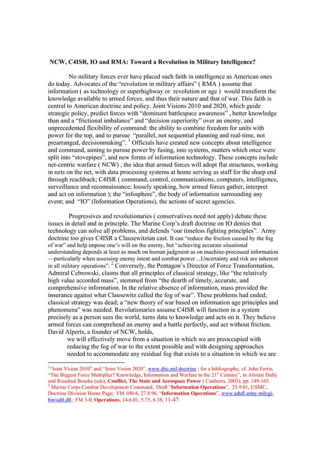 Ncw, c4 isr, io and rma paper | PDF