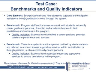 Building Benchmarks and Metrics for Quality Career Pathways - NCWE 2012 ...