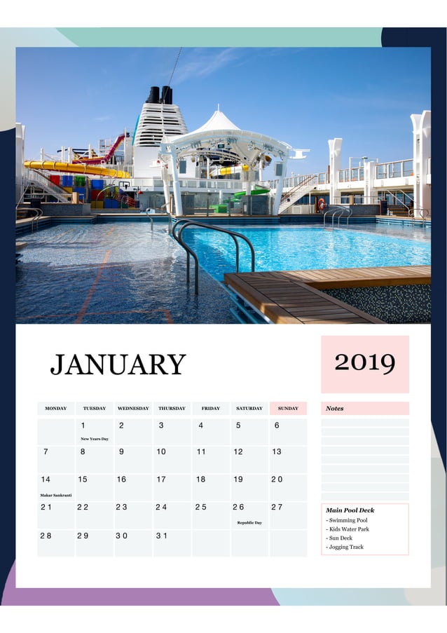 Calendar Shoot & Layout Design for an Exotic Cruise Line | Front Side ...