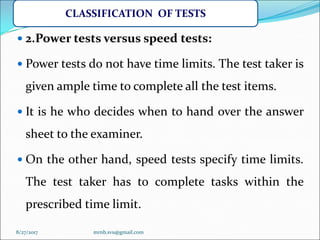 Types of tests in measurement and evaluation | PDF