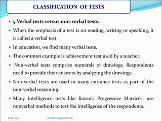 Types of tests in measurement and evaluation | PDF