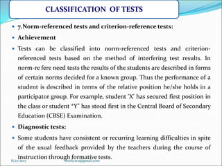 Types of tests in measurement and evaluation | PDF