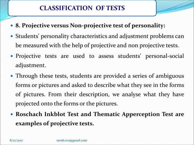 Types of tests in measurement and evaluation | PDF | Standardized ...