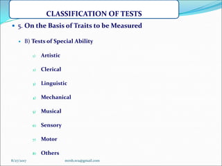 Types of tests in measurement and evaluation | PDF