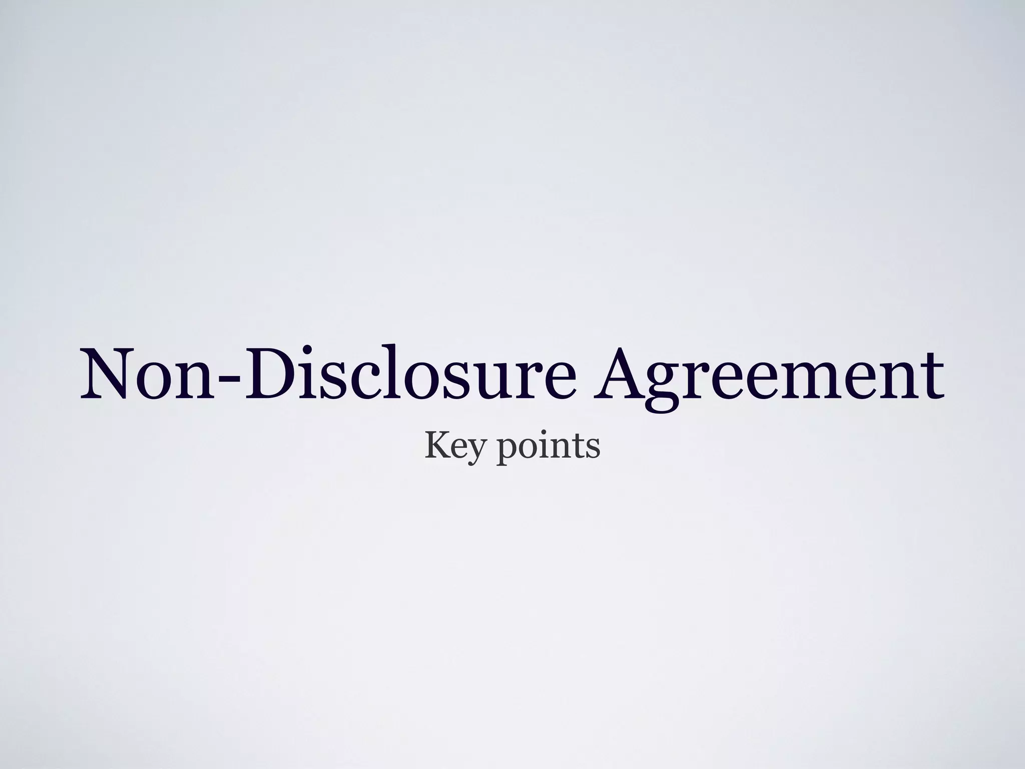 Non-Disclosure Agreement: key points | PPT