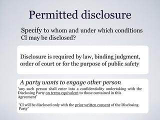 Non-Disclosure Agreement: key points | PPT