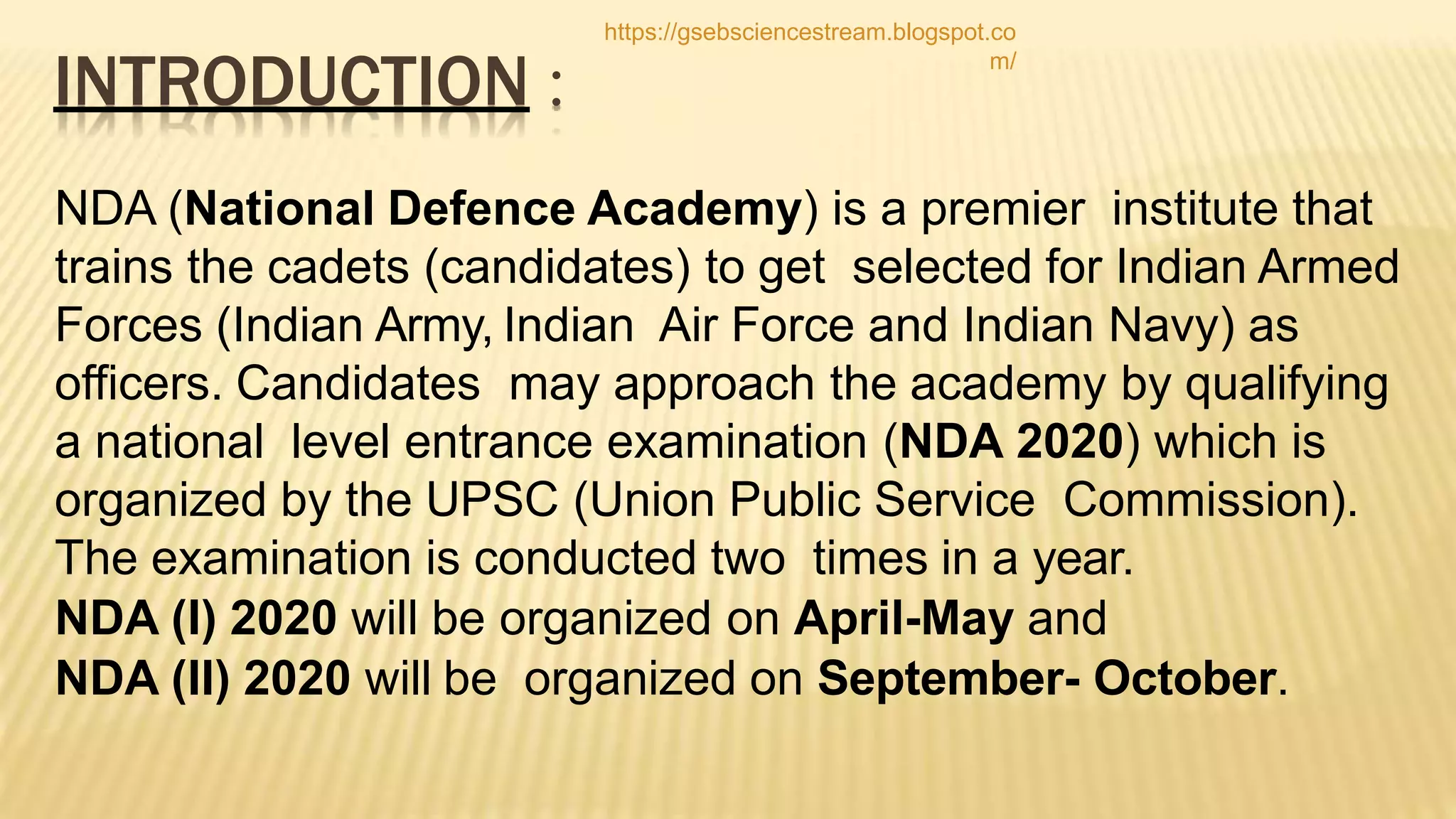 NDA || National Defence Academy Exam | PPTX