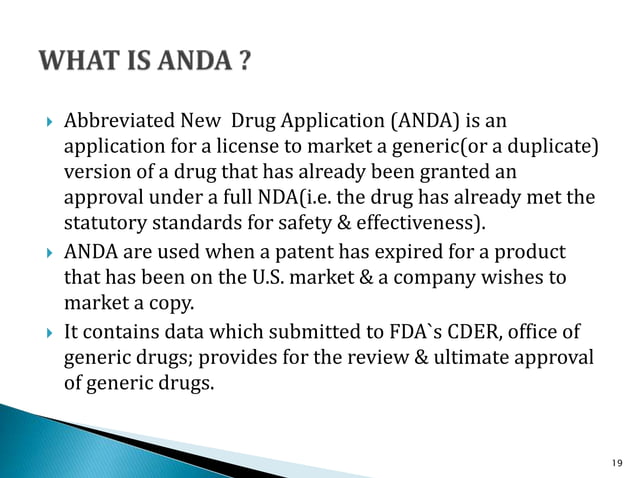 NDA and ANDA regulatory approval process | PPTX | Pharmaceutical Industry | Industries