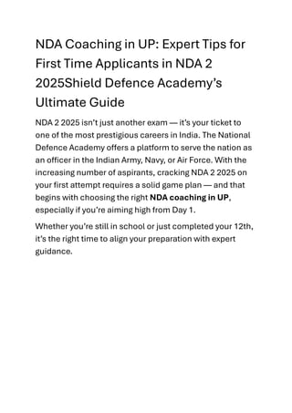 NDA Coaching in UP expert tips of NDA aspirants.pdf