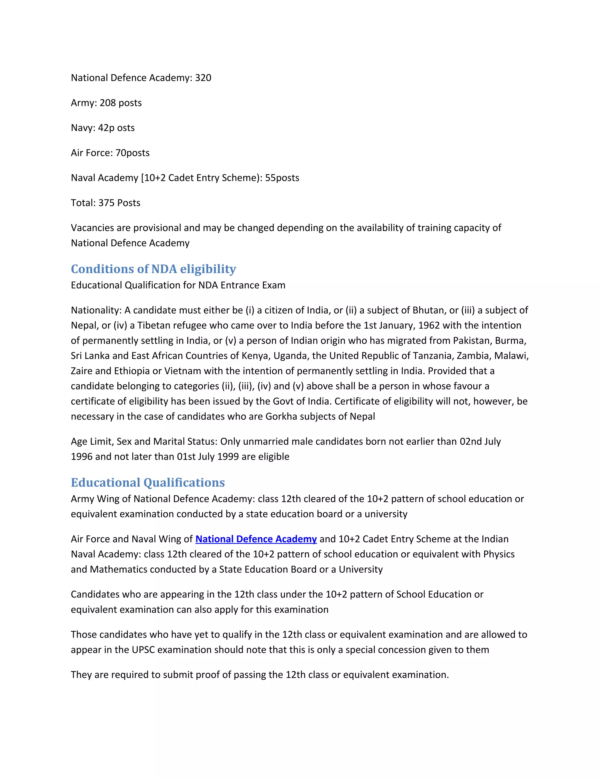 Nda entrance exam | DOC