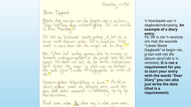 'n Dagboekinskrywing / Diary Entry.pptx- | PPTX