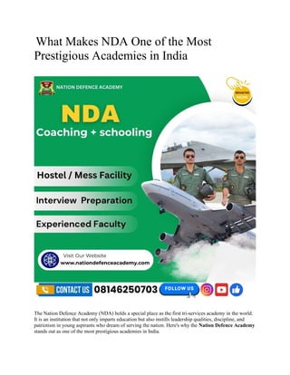 What Makes NDA One of the Most Prestigious Academies in India | PDF