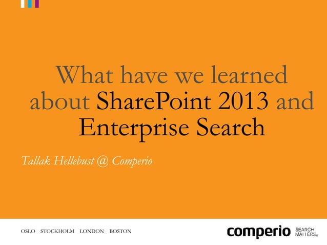 NDC lightning SharePoint 2013 and Enterprise Search | PPTX | Databases | Computer Software and ...