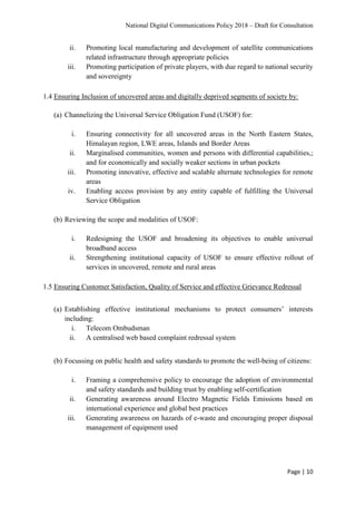 Draft telecom policy 2018 | PDF