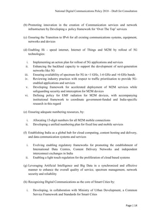 Draft telecom policy 2018 | PDF