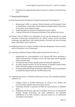 Draft telecom policy 2018 | PDF