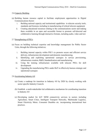 Draft telecom policy 2018 | PDF