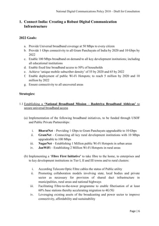 Draft telecom policy 2018 | PDF