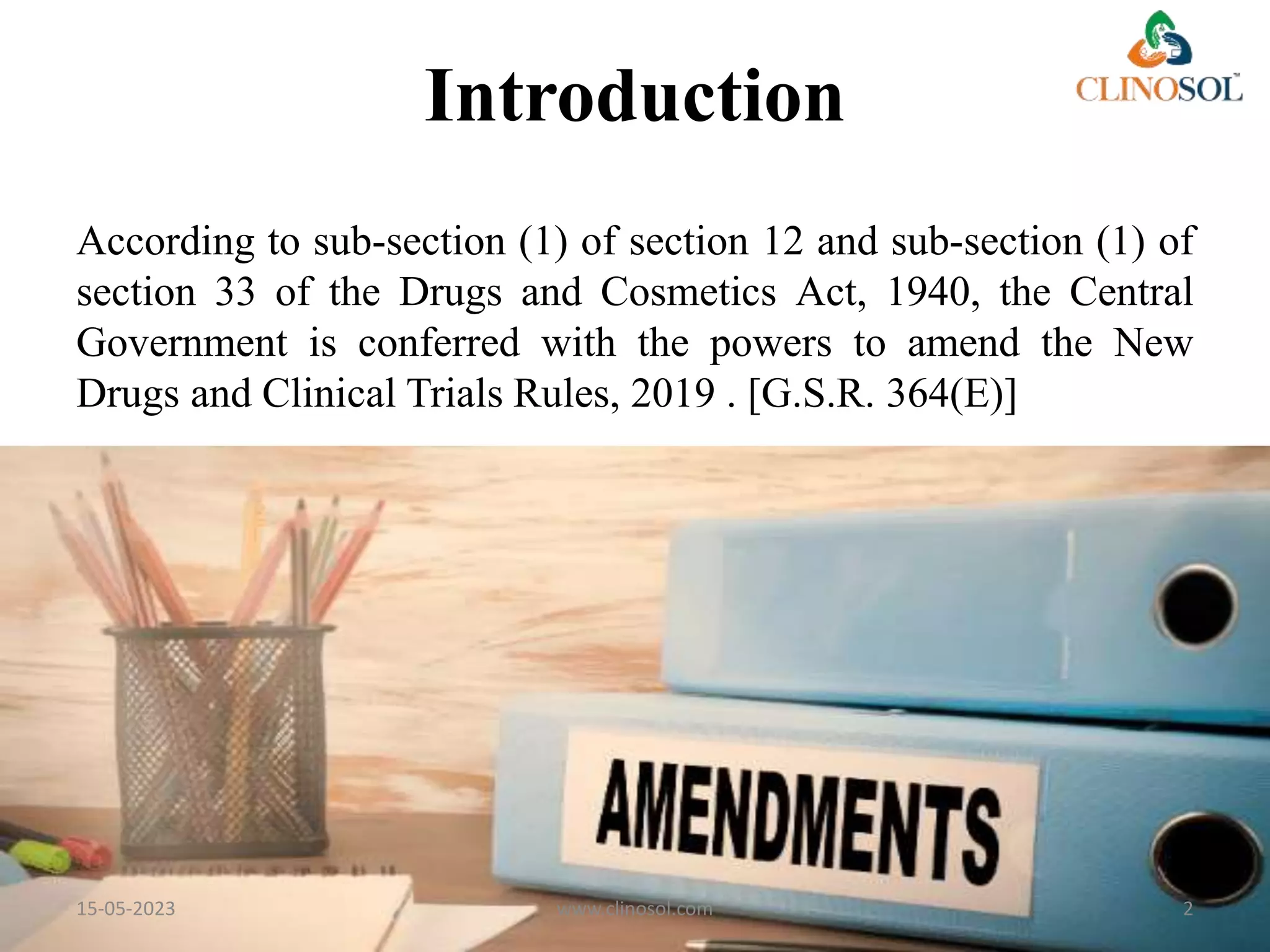 The New Drugs and Clinical Trials (Amendment) Rules, 2023. | PPTX