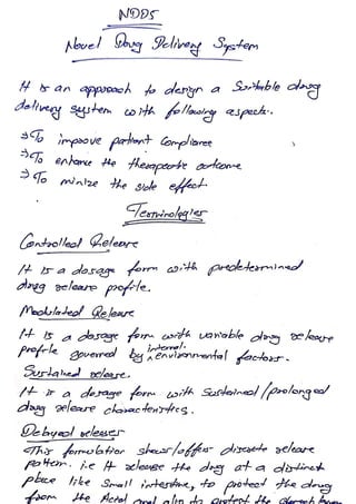 Novel drug delivery system NDDS | PDF