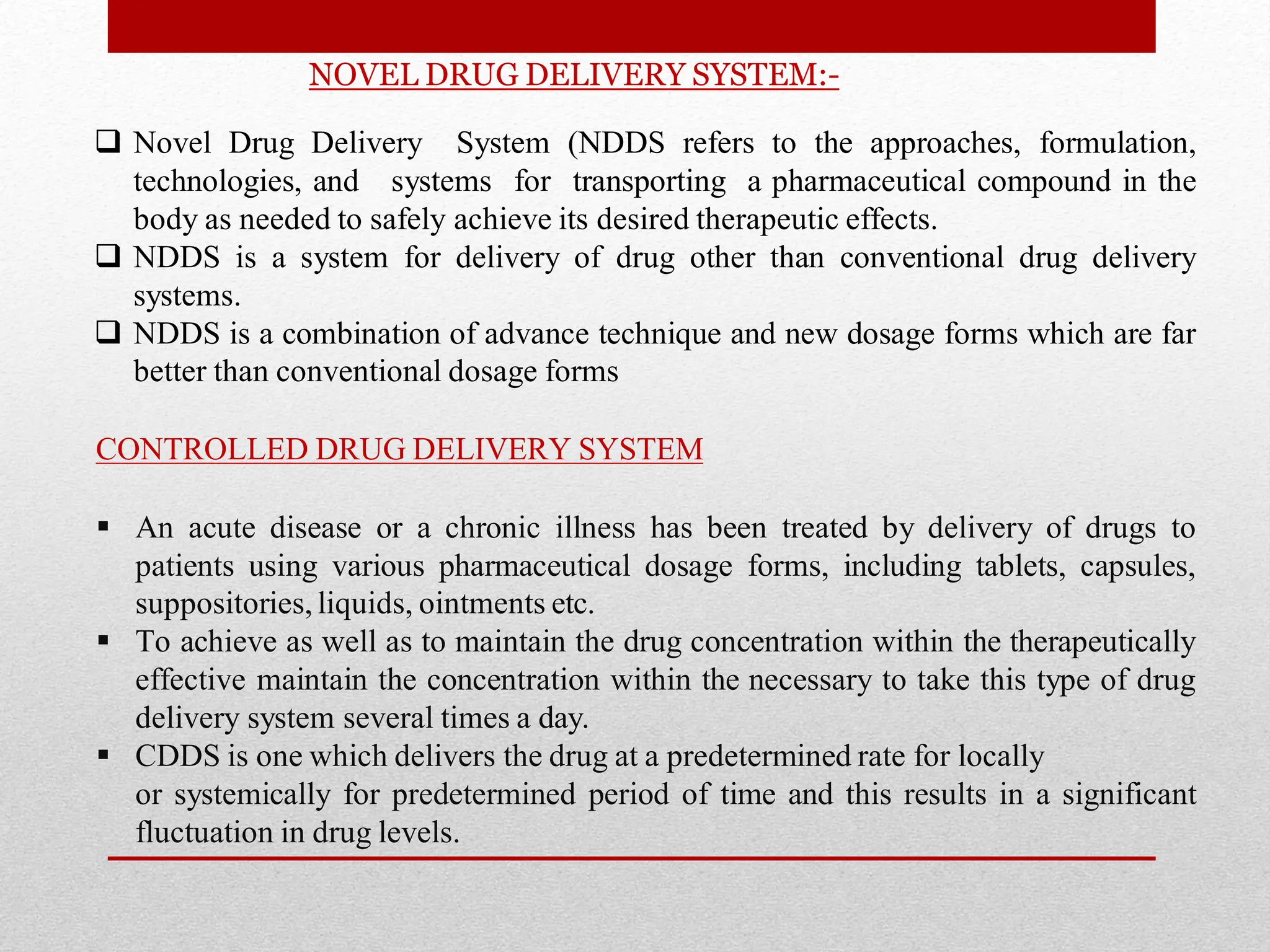 Controlled Drug Delivery System-NDDS UNIT-1 B.Pharm 7th sem | PDF